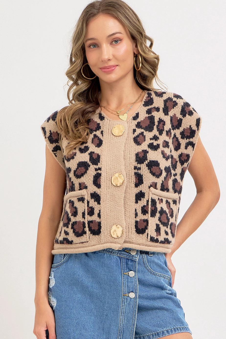 Leopard Print Knit Button Up Sweater – Cardinal Creek Spaniels