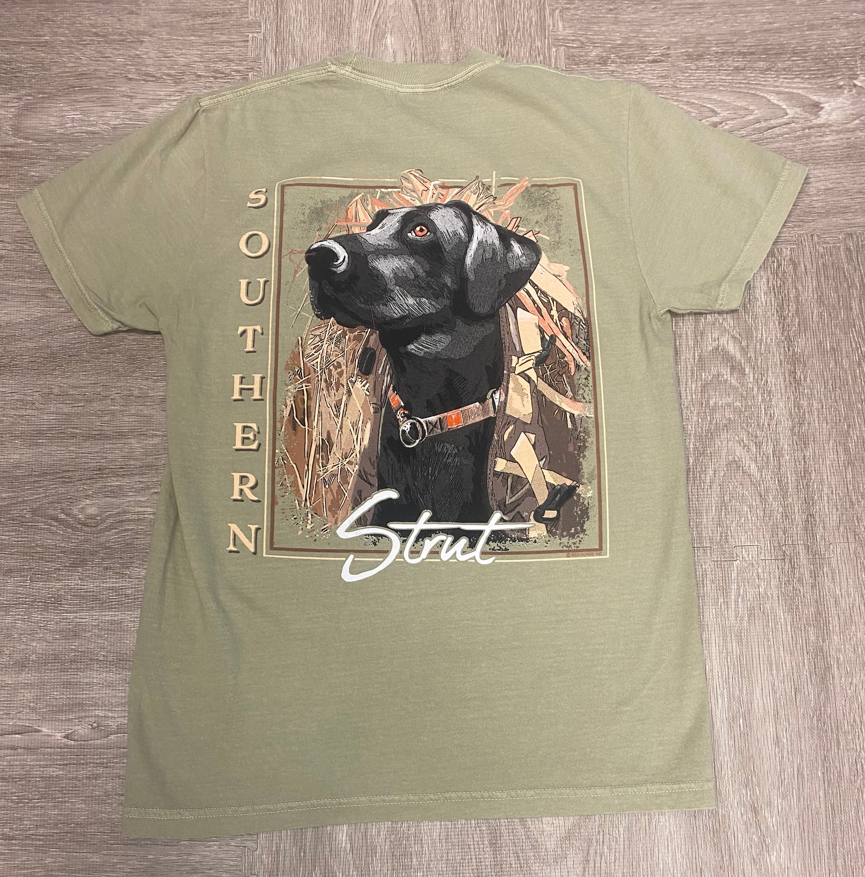 Southern Strut T-Shirt with Lab in Blinds in color Khaki – Cardinal ...